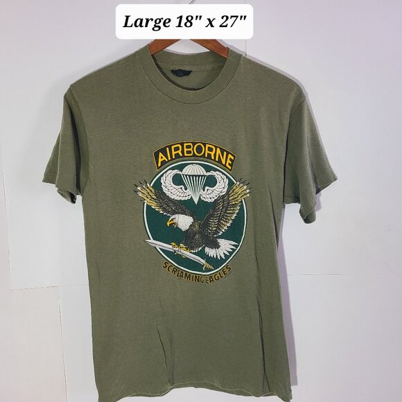 Commando | Shirts | Vtg 8s Airborne Screaming Eagles Military Od Green ...